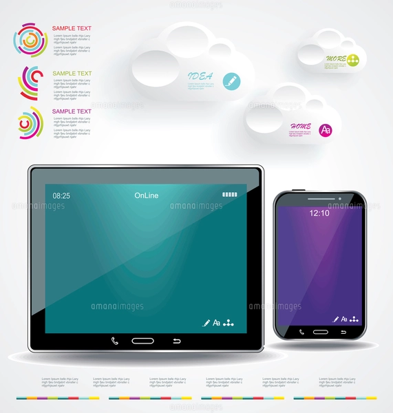 Modern Infographic with a touch screen smartphone in the middle.のベクター素材 ...